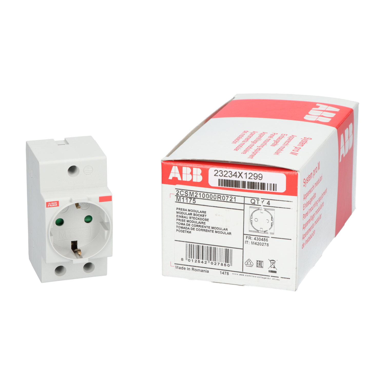 Abb 2CSM210000R0721 M1175 Schuko Socket (4pcs) New NFP