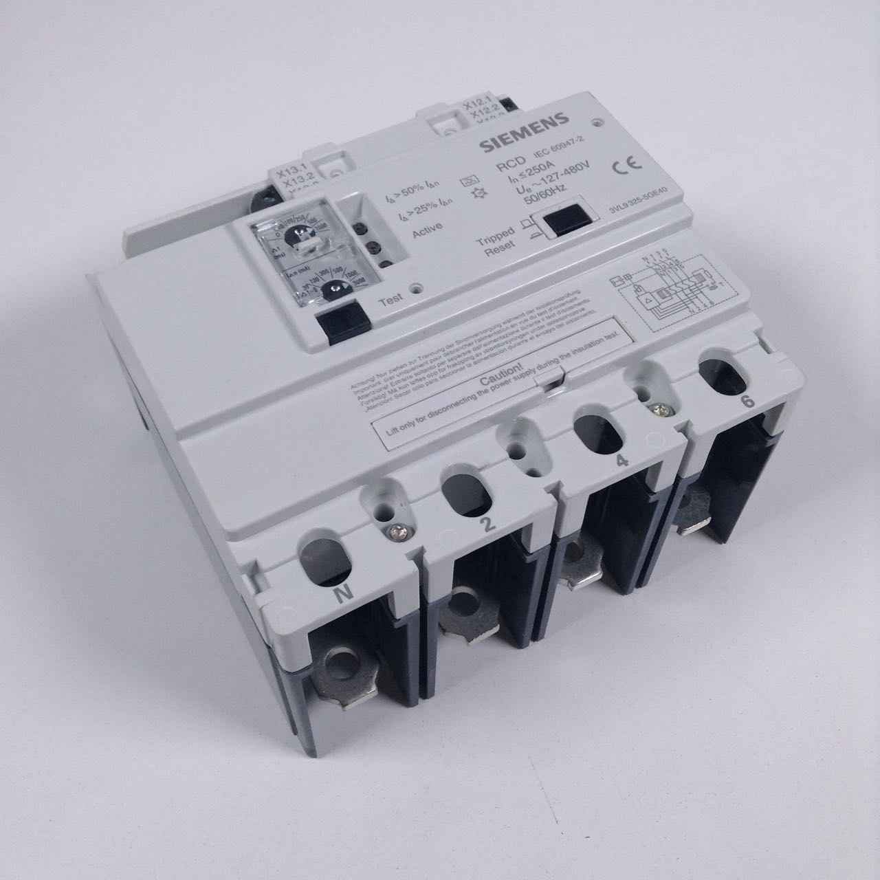 Siemens 3VL9325-5GE40 RCD VL250 IN=250A UE=127 - 480V 4P NFP