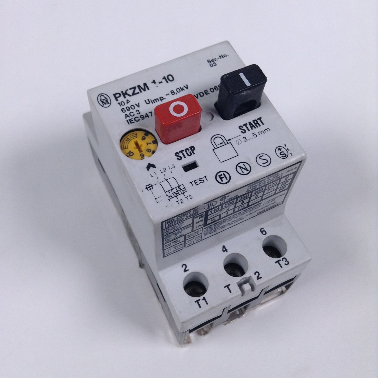 Klockner Moeller PKZM1-10 3-Phase Magnetic Motor Protector UMP