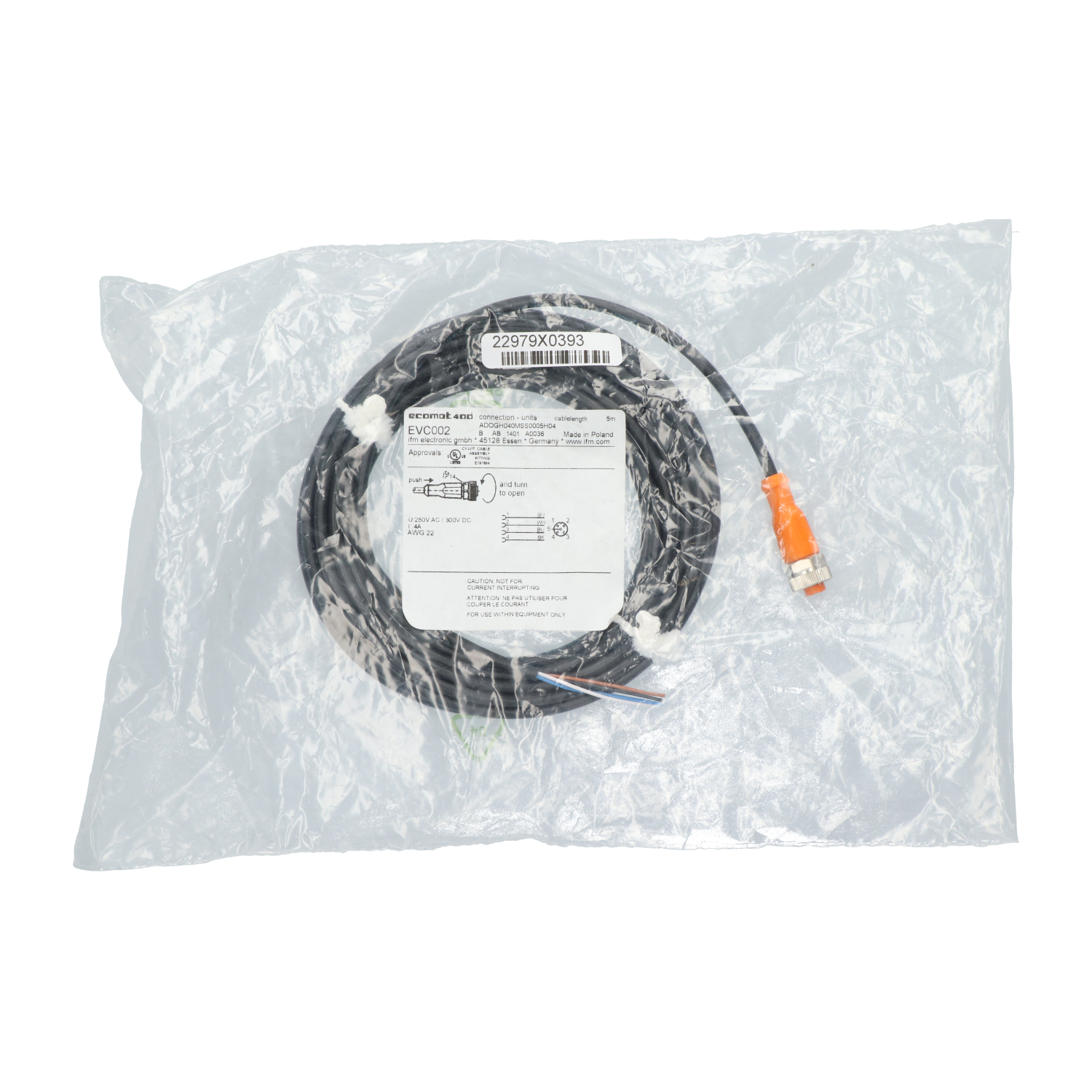 Ifm EVC002 Connecting cable with socket New NFP Sealed