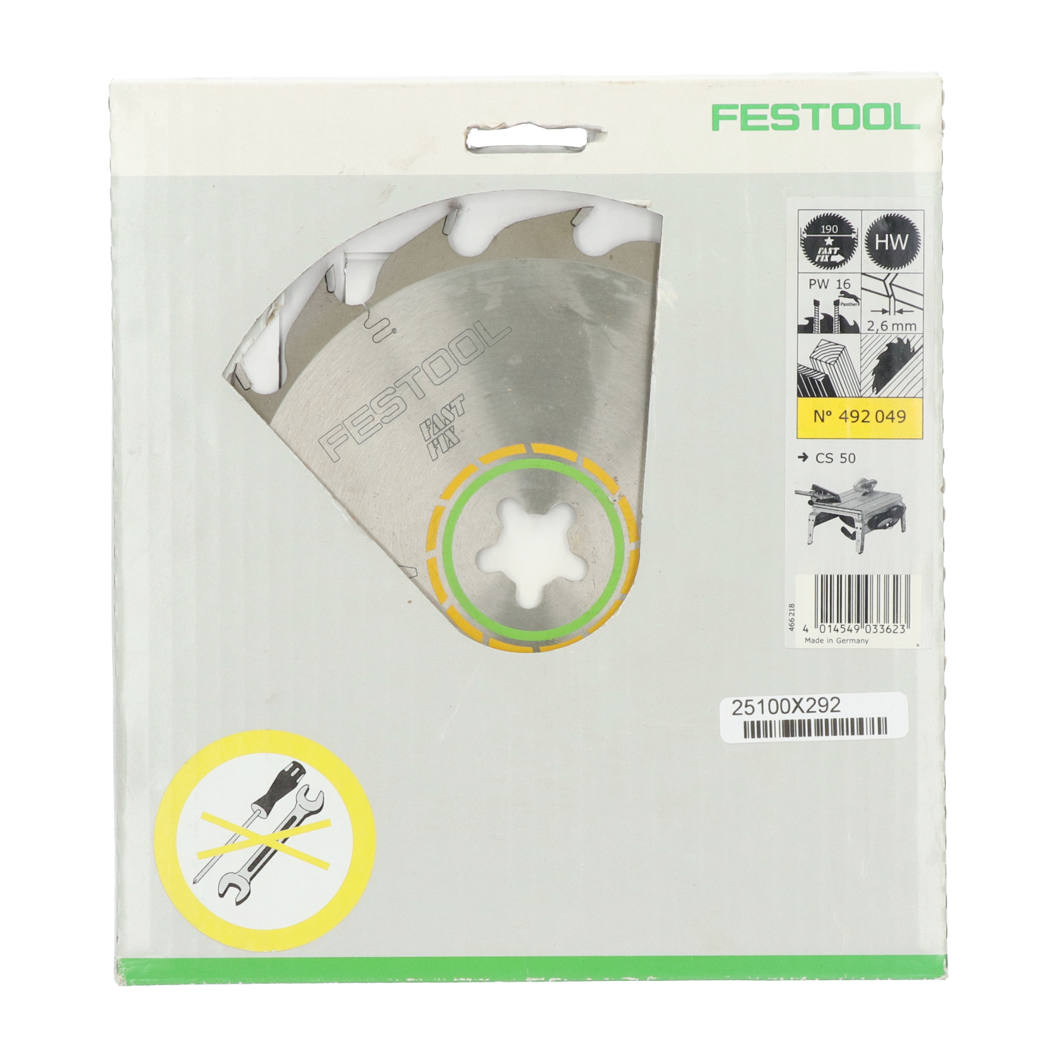 Festool 492049 Festool circle saw blade HW 190x2.6 FF PW16 New NFP
