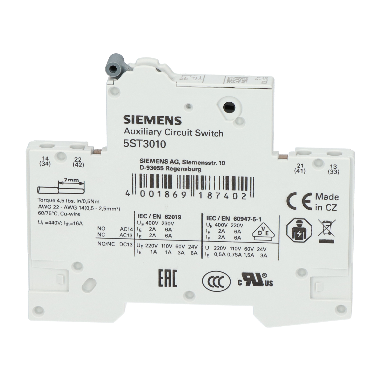 Siemens 5ST3010 auxiliary current switch New NMP