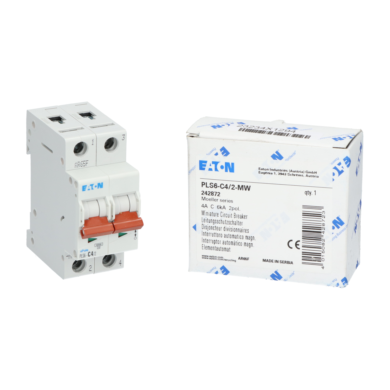 Eaton PLS6-C4/2-MW Pls6-C4 / 2 Int. Mt 6Ka 2P C 4A New NFP