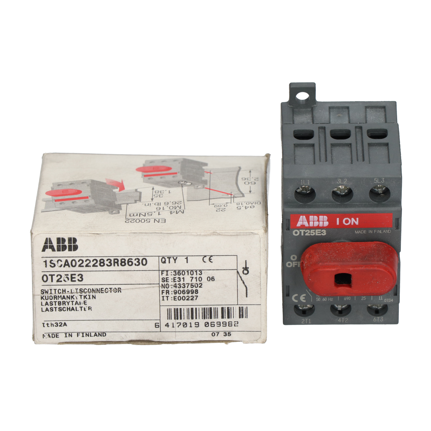 Abb OT25E3 Switch Disconnector (Ith=32A) New NFP