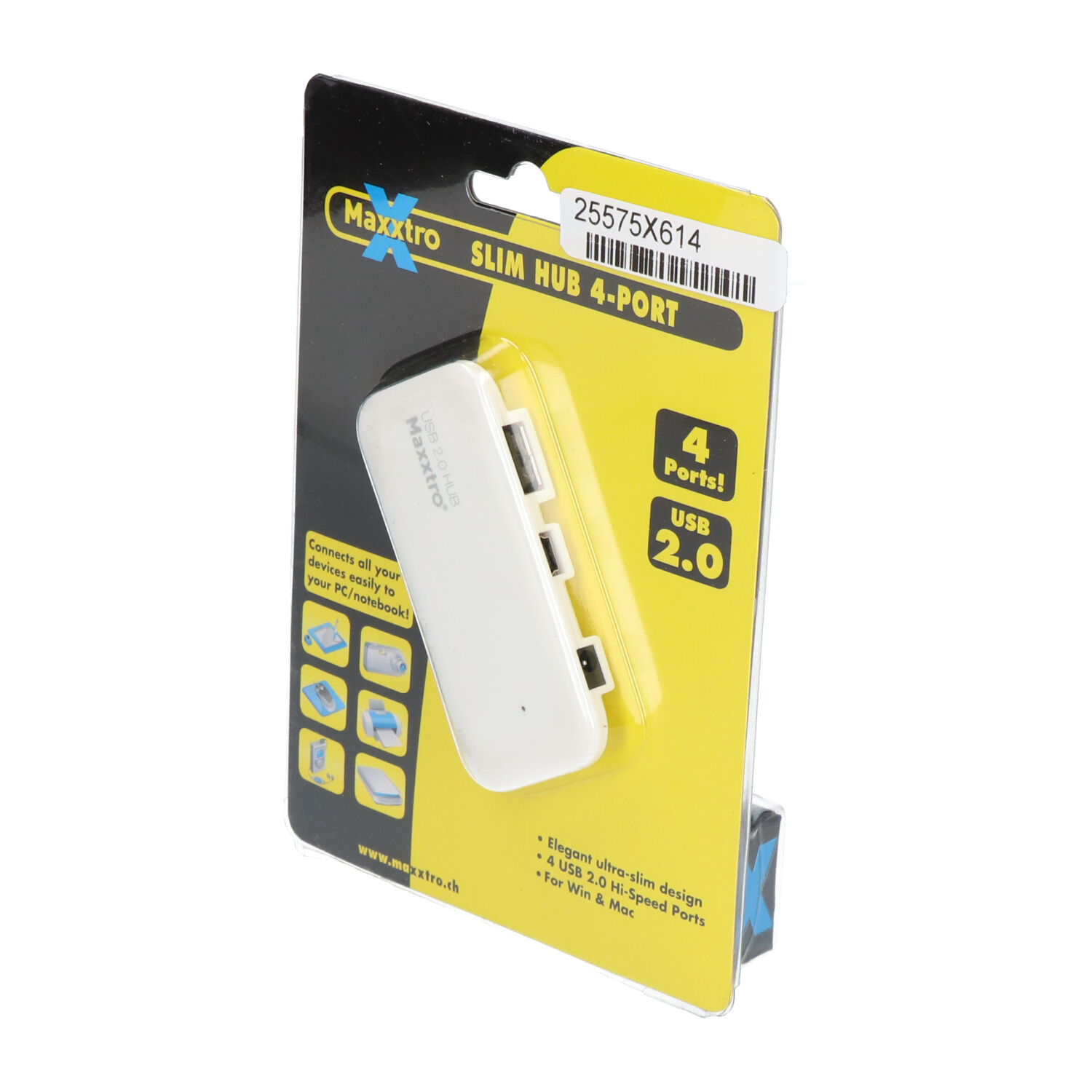 Maxxtro MX-UAX WT Slim Hub USB 2.0 White New NFP Sealed