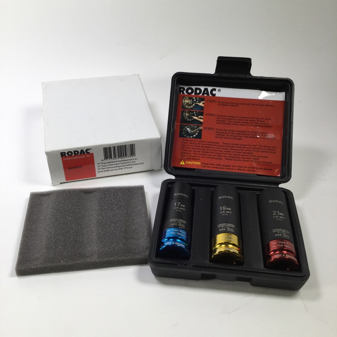 Rodac RA8682 1/2" Torque limited impact socket set 3pcs Kraftstecknüsse ...