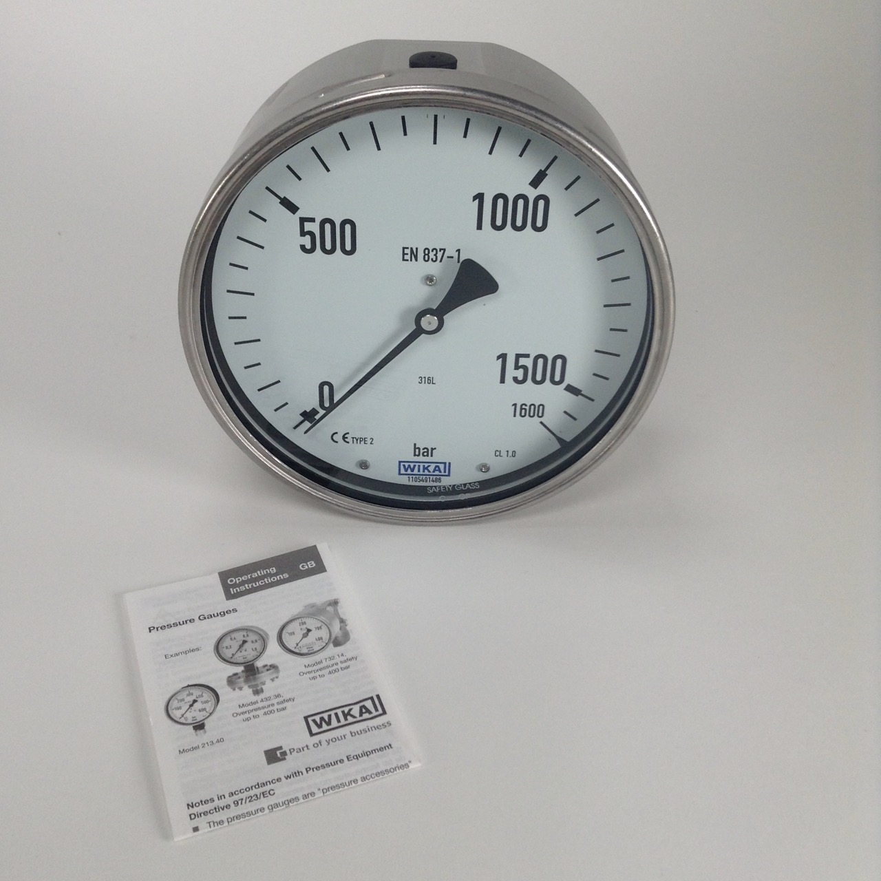 Wika 7392561 Pressure gauge 232.50.160 meter 0 to 1600 bar G1/2B New NFP