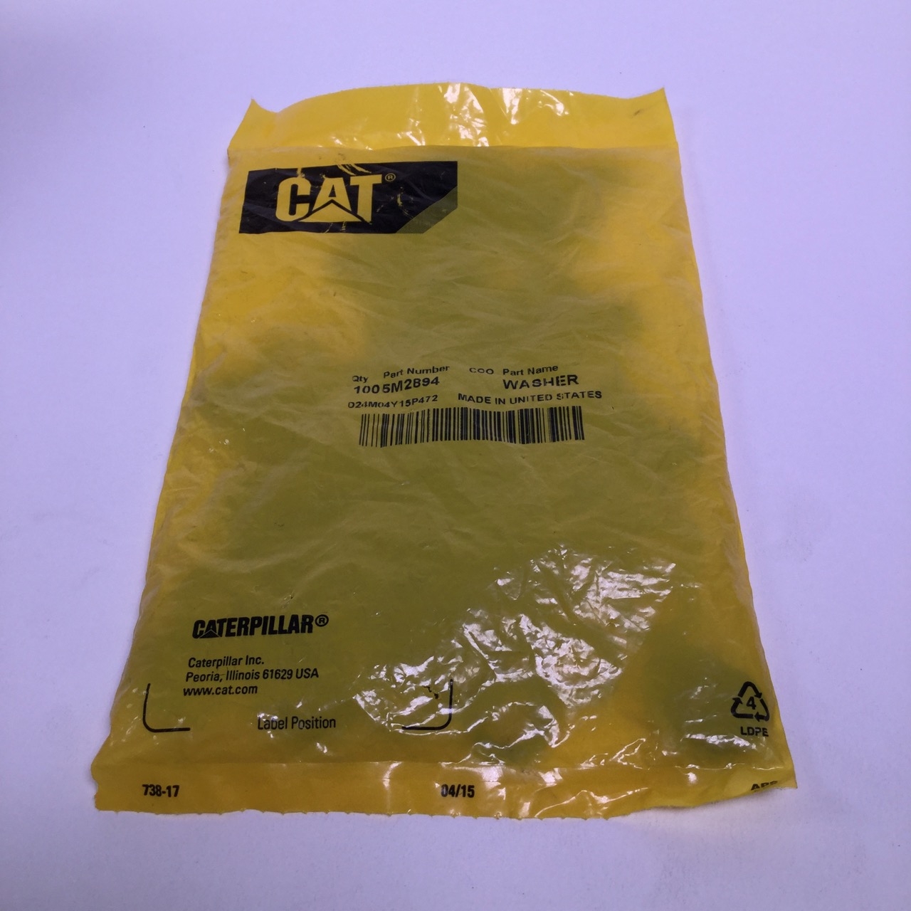 Caterpillar 5M-2894 Washer New Factory Packing (100pcs) Sealed