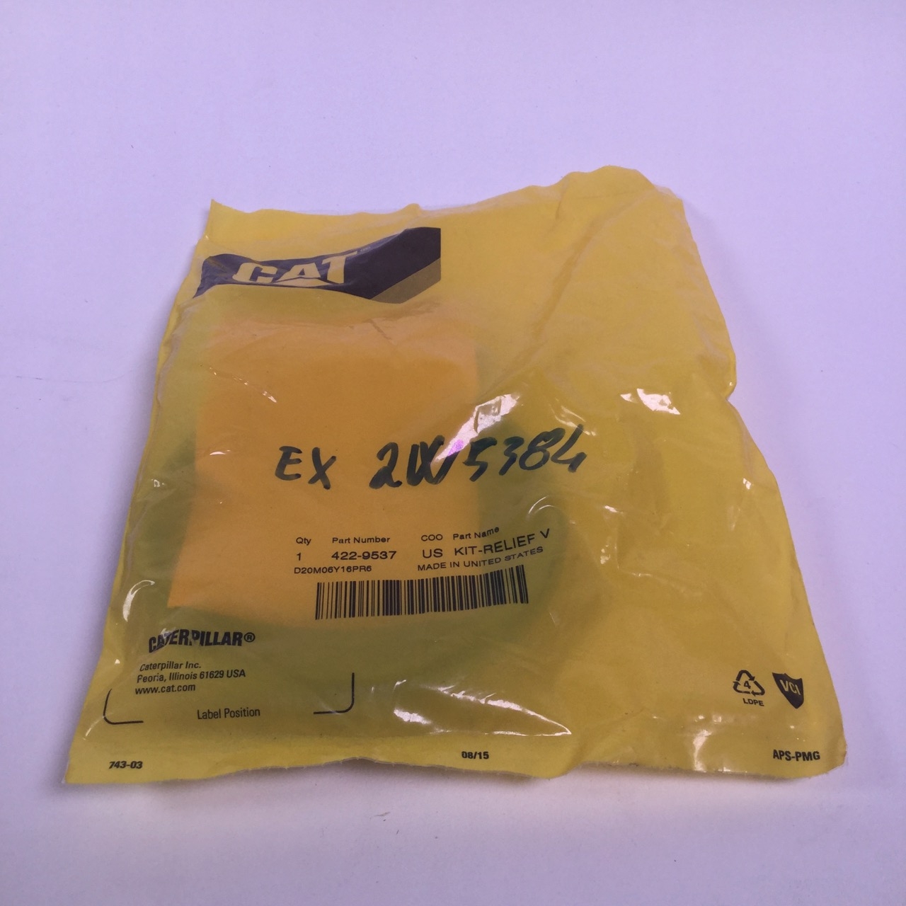 Caterpillar 422-9537 Kit-Relief V New Factory Packing Sealed