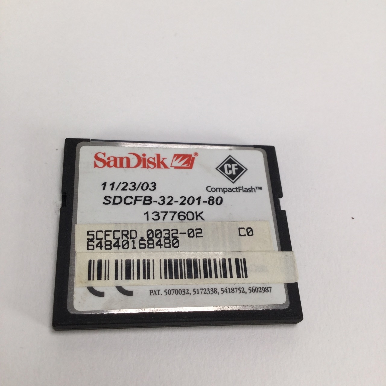 Sandisk SDCFB-32-201-80 32MB Flash Card SDCFB 32 201 80 Used UMP