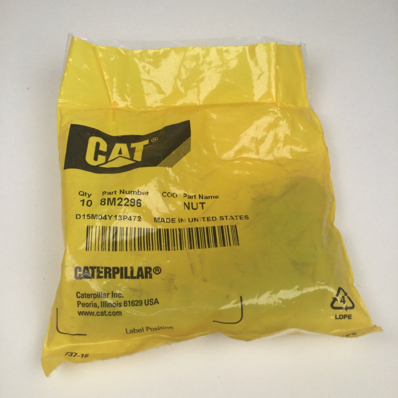 Caterpillar 8M-2296 Nut New Factory Packing (10pcs) Sealed