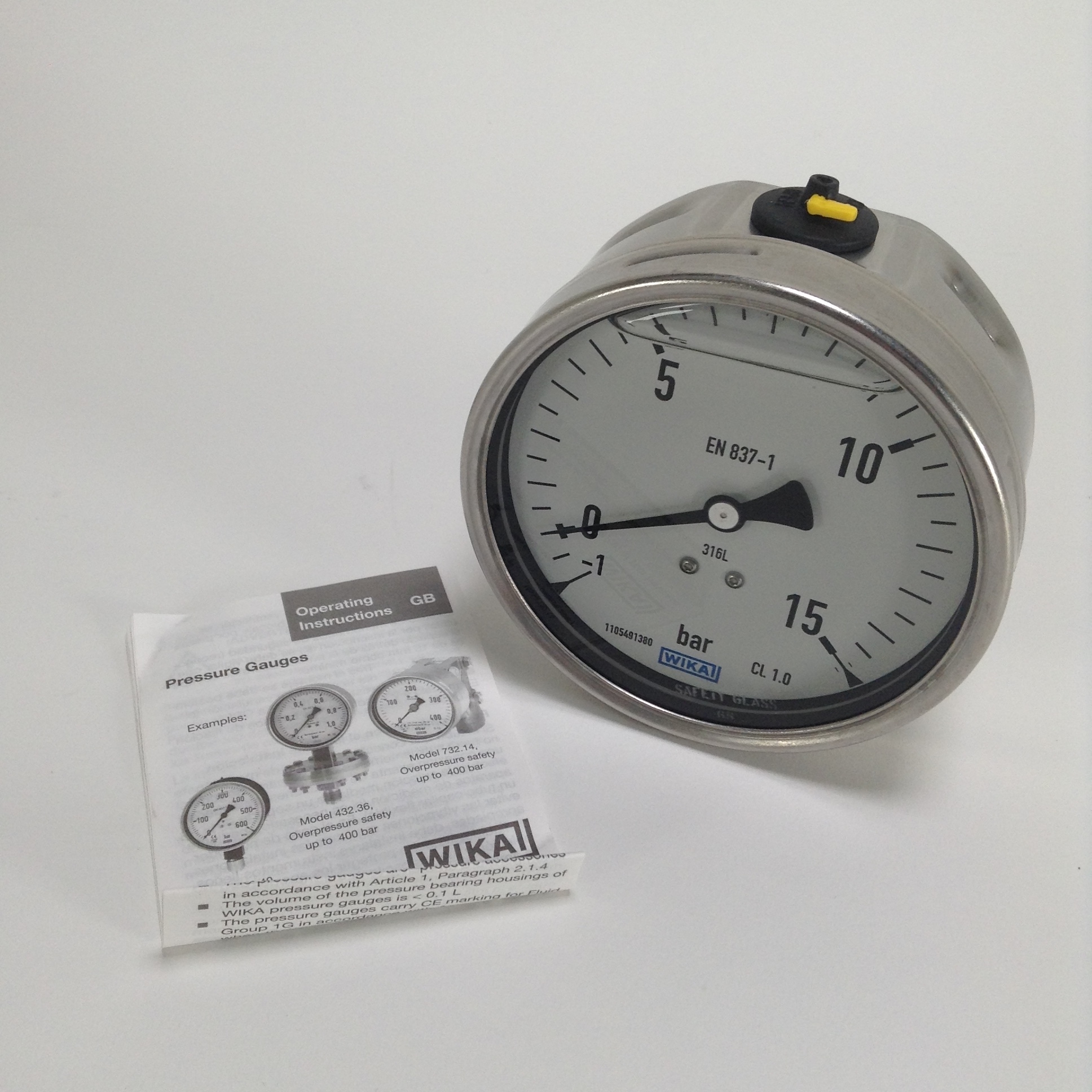Wika 9163468 Pressure gauge 233.50.100 manometer -1 to +15 bar G1/2B ...