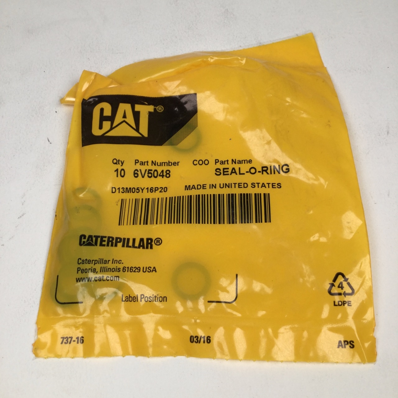 Caterpillar 6V-5048 Seal O ring NEW Factory packing (10pieces)