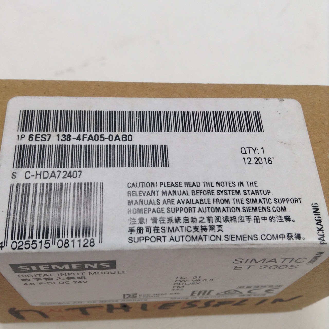 Siemens 6ES7138-4FA05-0AB0 Digital Input Module Simatic ET 200S New NFP ...